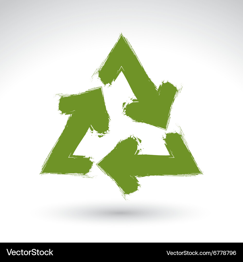 Hand-painted recycle sign isolated on white Vector Image
