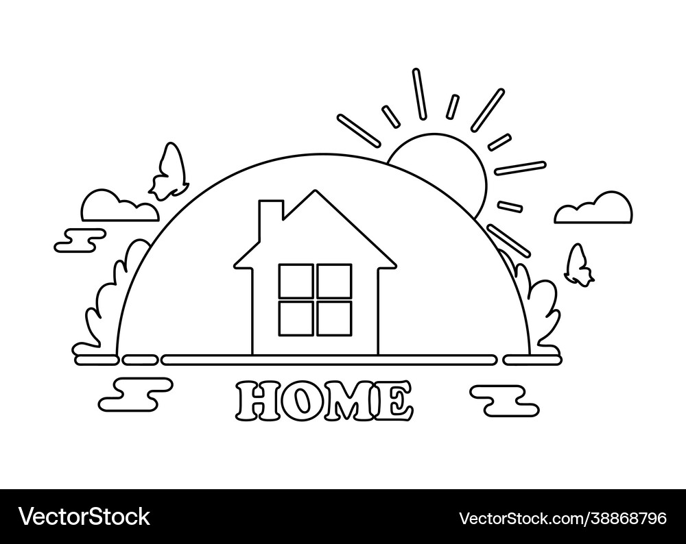 Home coloring page for children Royalty Free Vector Image