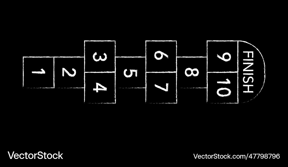 Hopscotch game on black background Royalty Free Vector Image