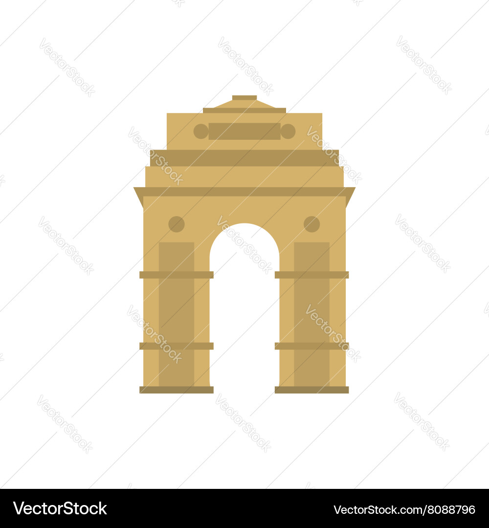 India gate new delhi icon flat style Royalty Free Vector