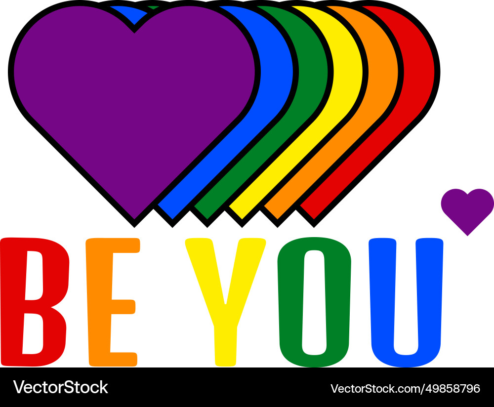 Lgbt day rainbow pride heart sticker Royalty Free Vector