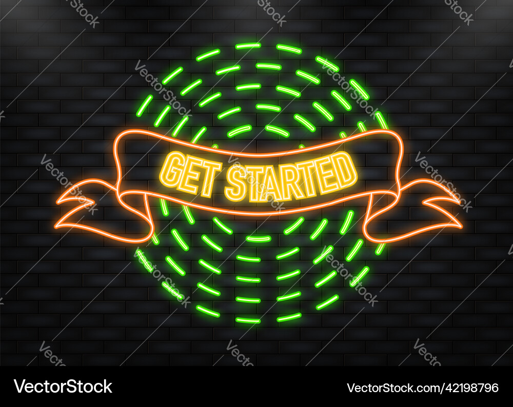 Neon icon vintage banner with get started ribbon Vector Image
