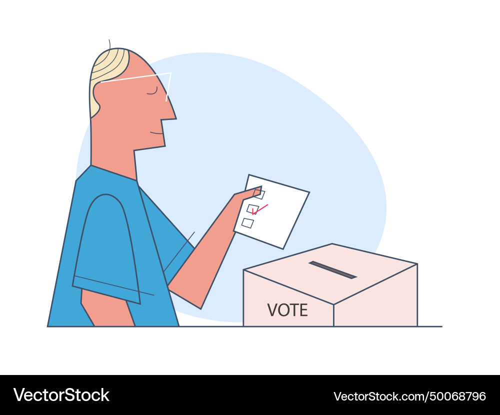 Old man putting vote paper into election box Vector Image