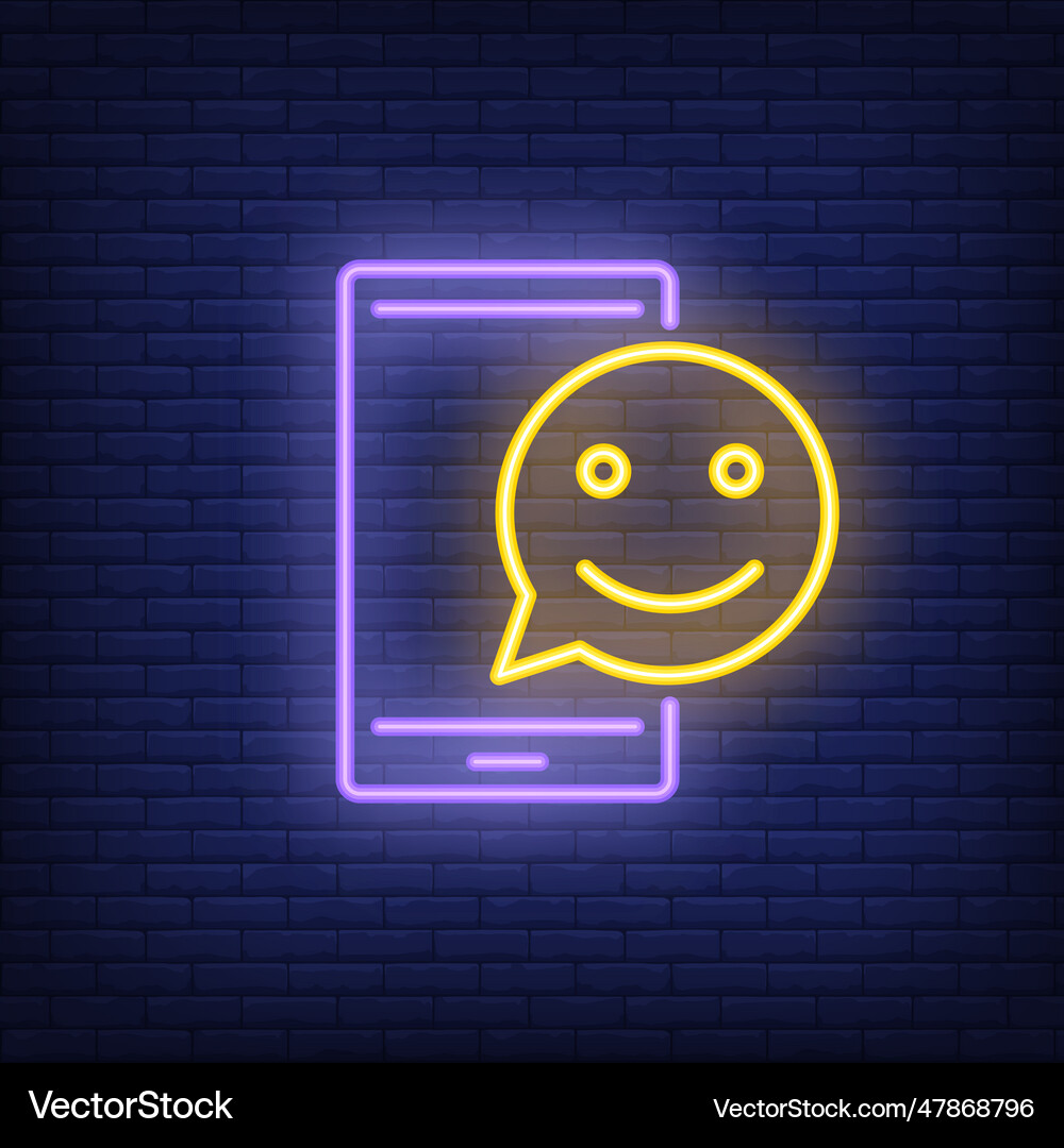 Positive message on phone neon sign Royalty Free Vector