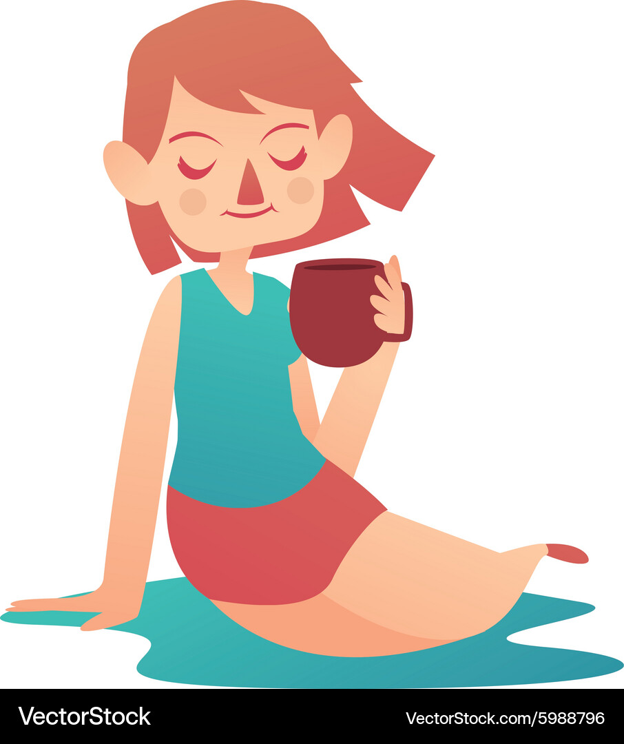 Relaxing girl holding a mug Royalty Free Vector Image