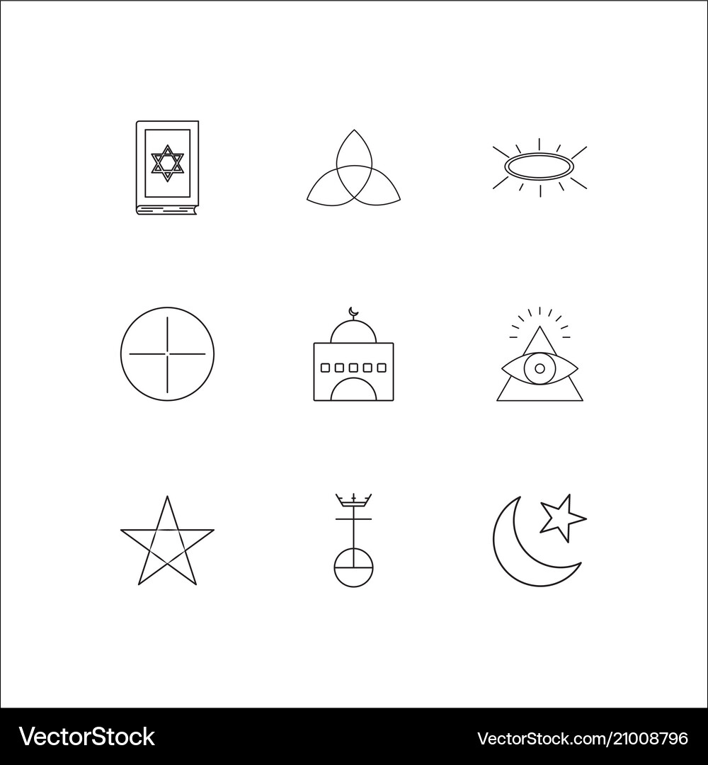 Religion outline icons set Royalty Free Vector Image