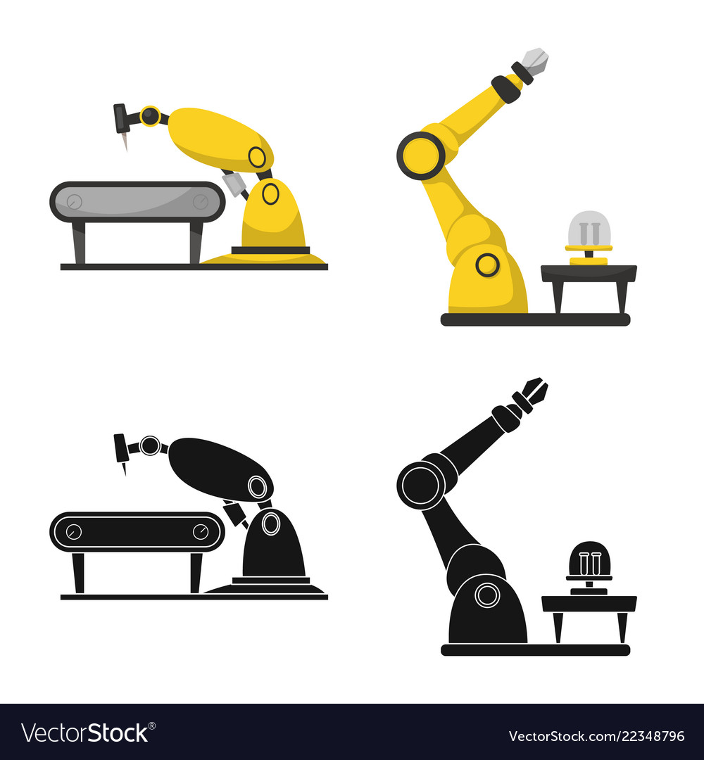Robot and factory icon set Royalty Free Vector Image