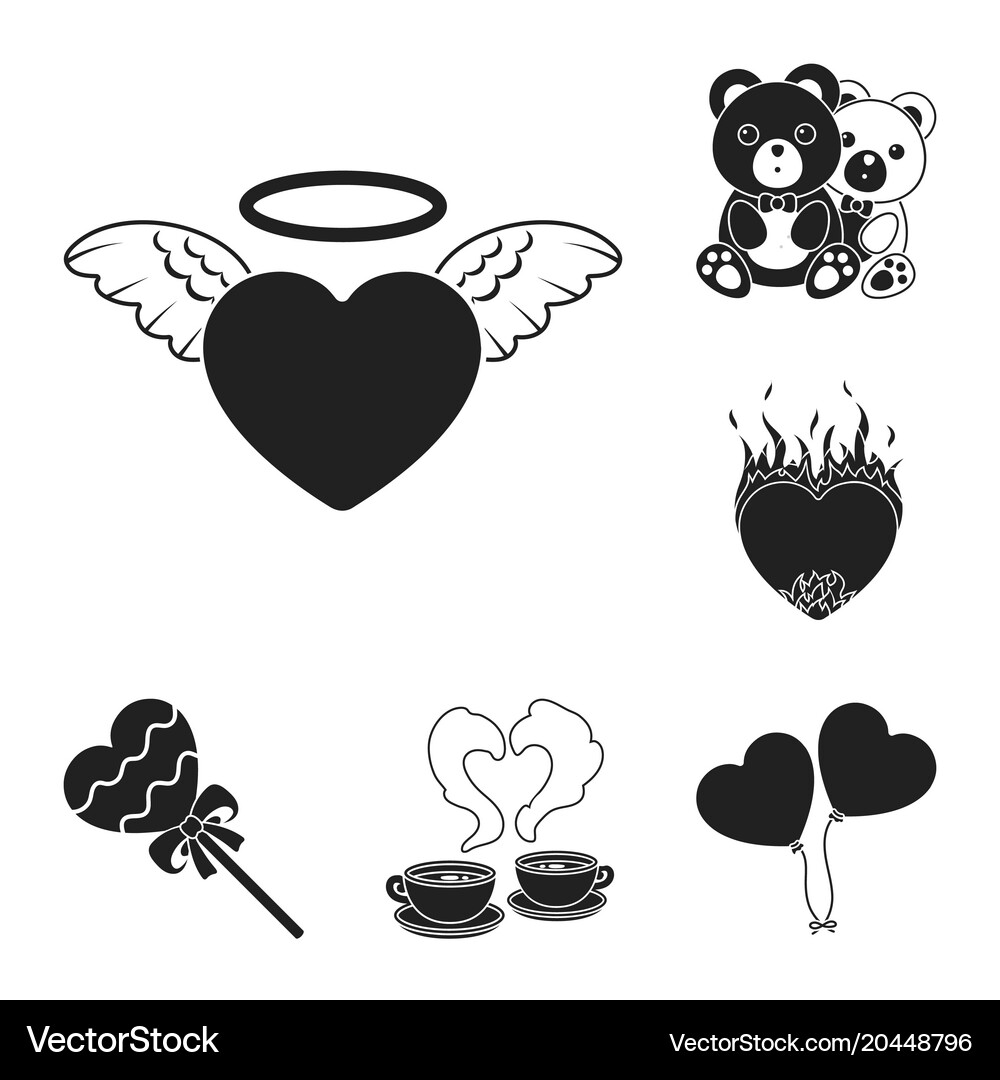 Romantic relationship black icons in set Vector Image