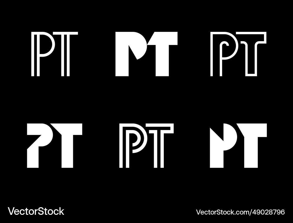 Set of letter pt logos Royalty Free Vector Image