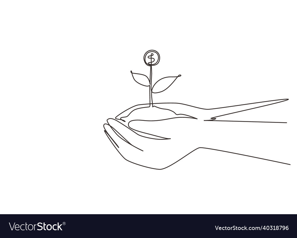 Single continuous line drawing hand holding Vector Image