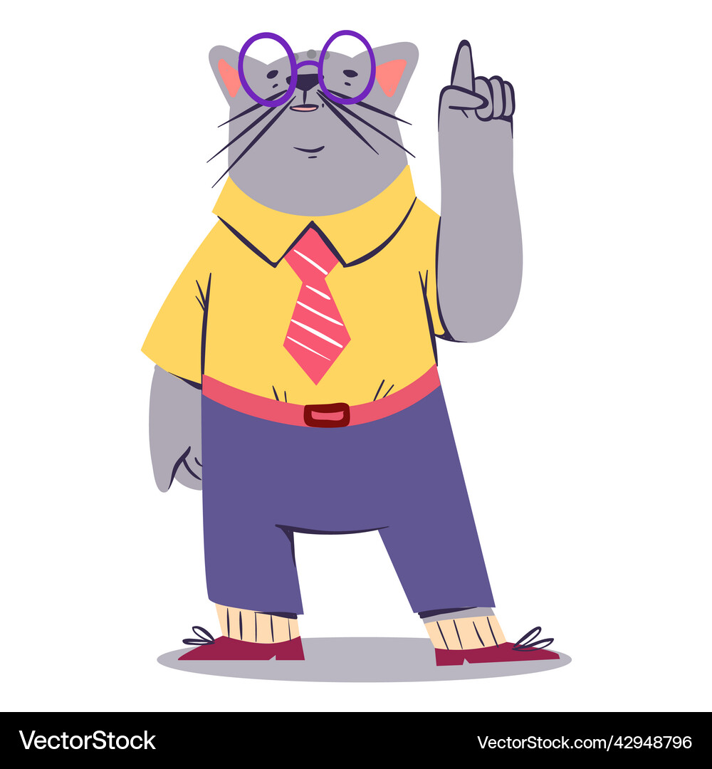 Talking cat character flat high quality Royalty Free Vector