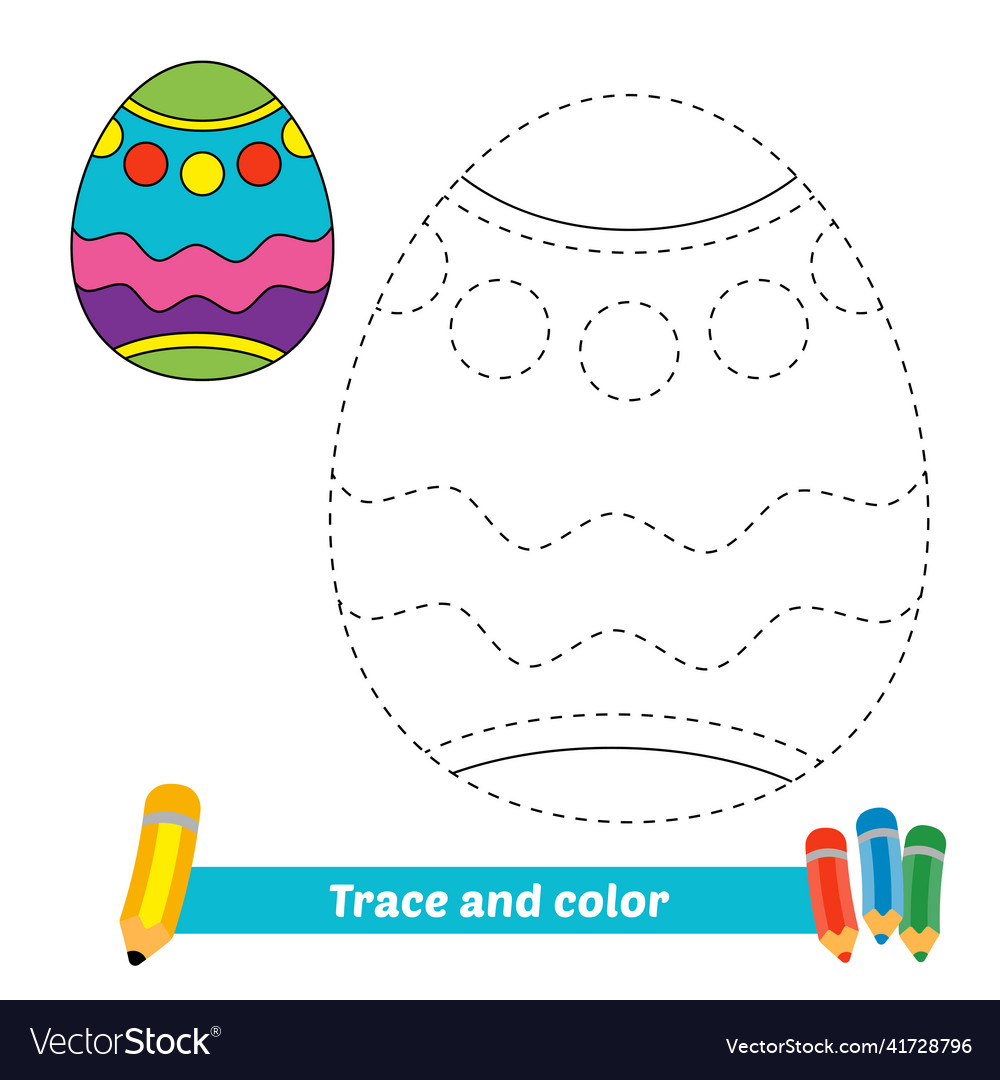 Trace and color for kids easter egg Royalty Free Vector