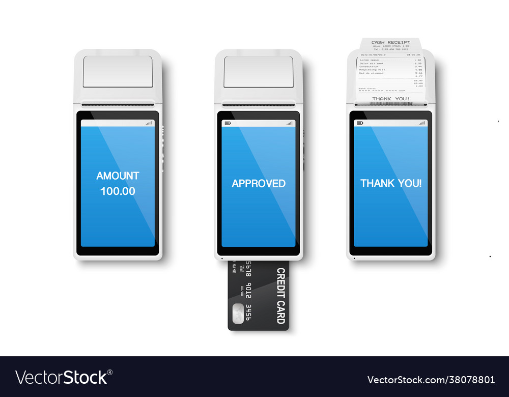 3d realistic payment machine pos terminal Vector Image