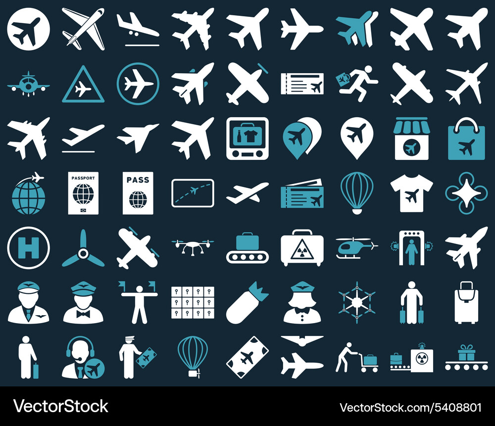 Aviation icon set Royalty Free Vector Image - VectorStock