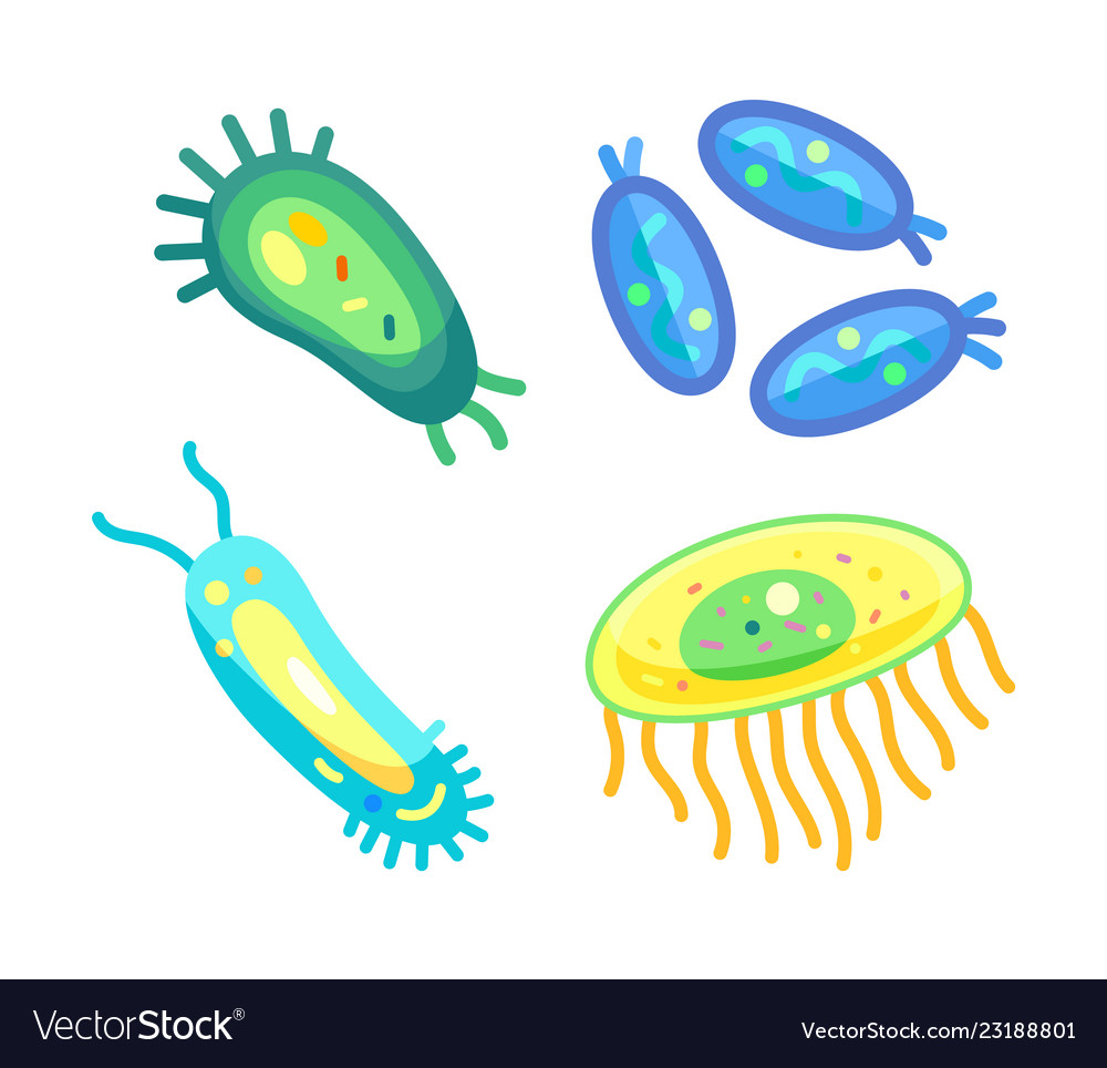 Bacteria set different germs Royalty Free Vector Image