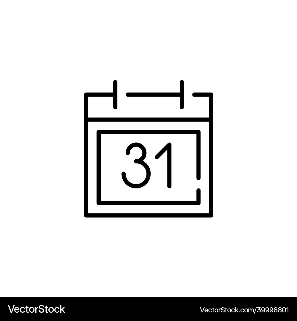 Binder calendar with date 31 on it pixel perfect Vector Image
