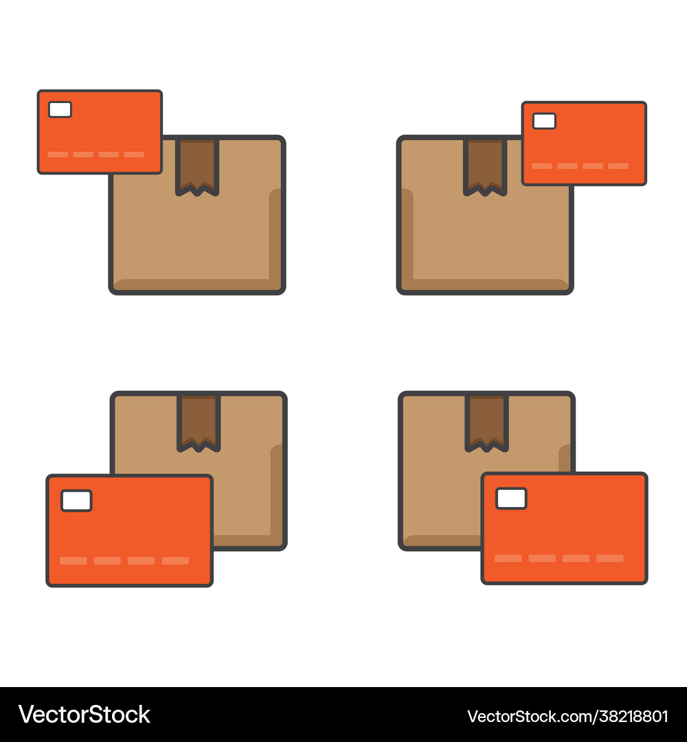 Cardboard box icon with credit card Royalty Free Vector