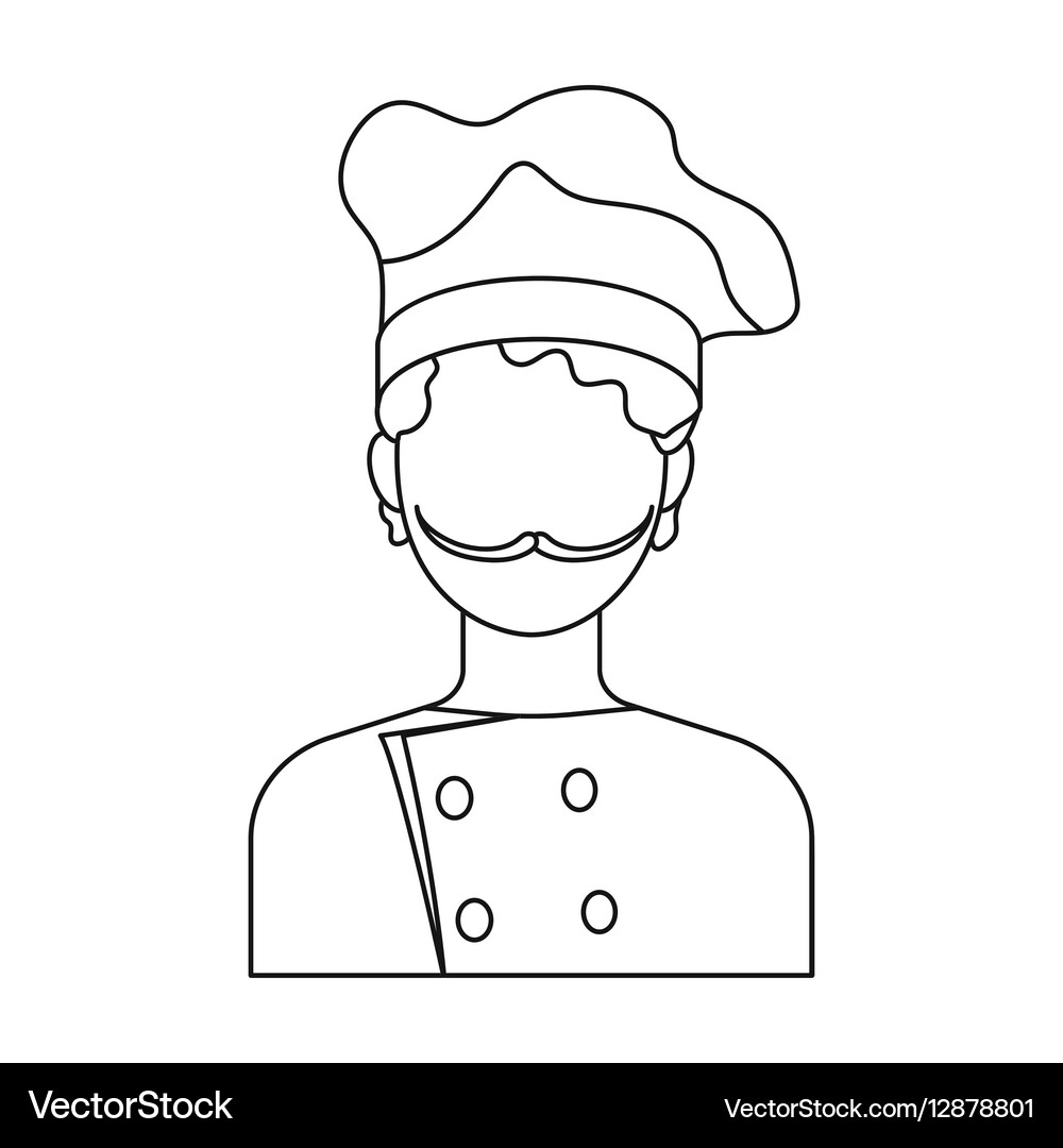 Chef icon in outline style isolated on white Vector Image
