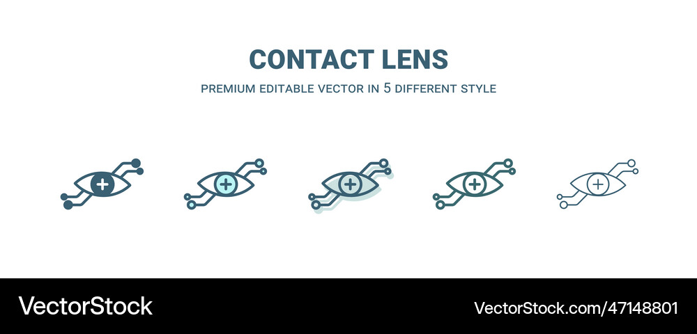 Contact lens icon in 5 different style outline Vector Image