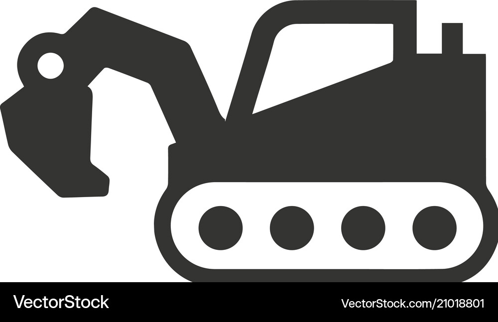 Excavator Digging Icon - Construction Royalty Free Vector