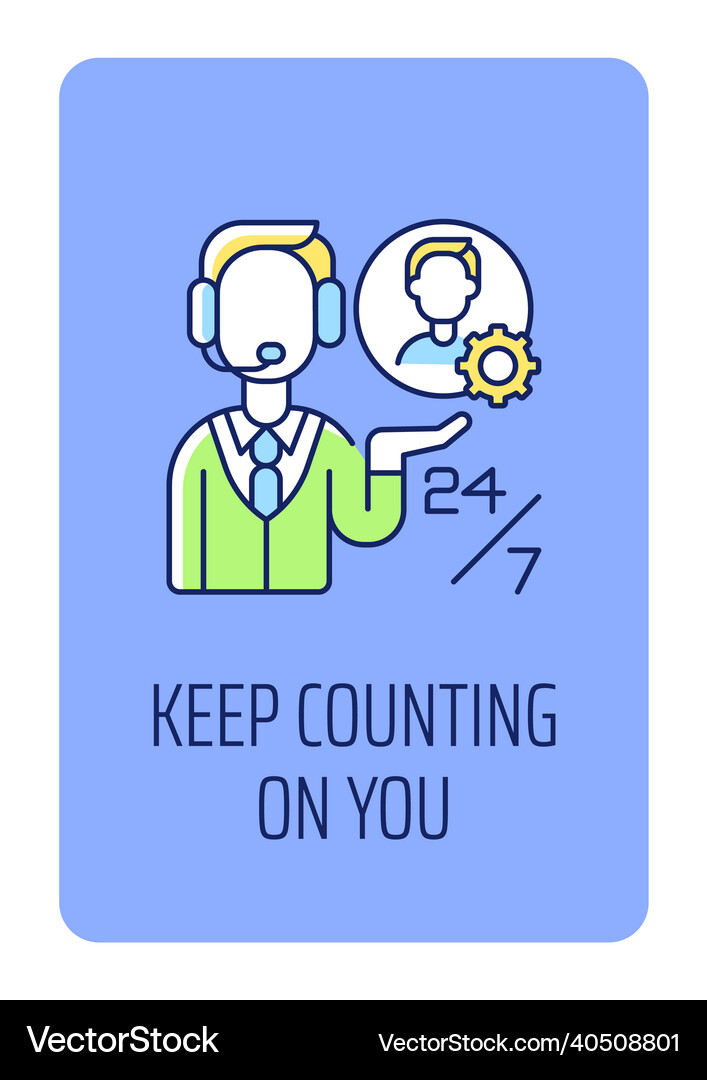 Keep depending on you greeting card with color Vector Image