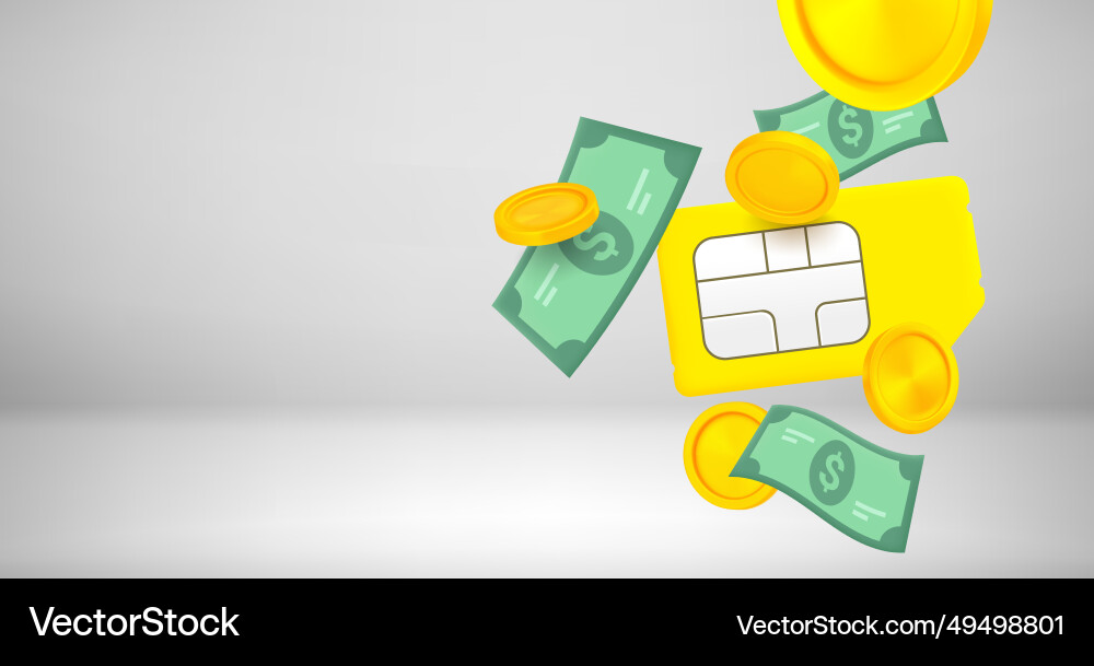 Mobile phone sim card with money expensive Vector Image