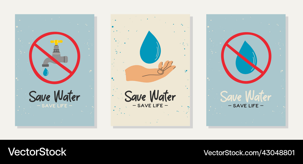 Set of 3 posters flat line modern style Royalty Free Vector