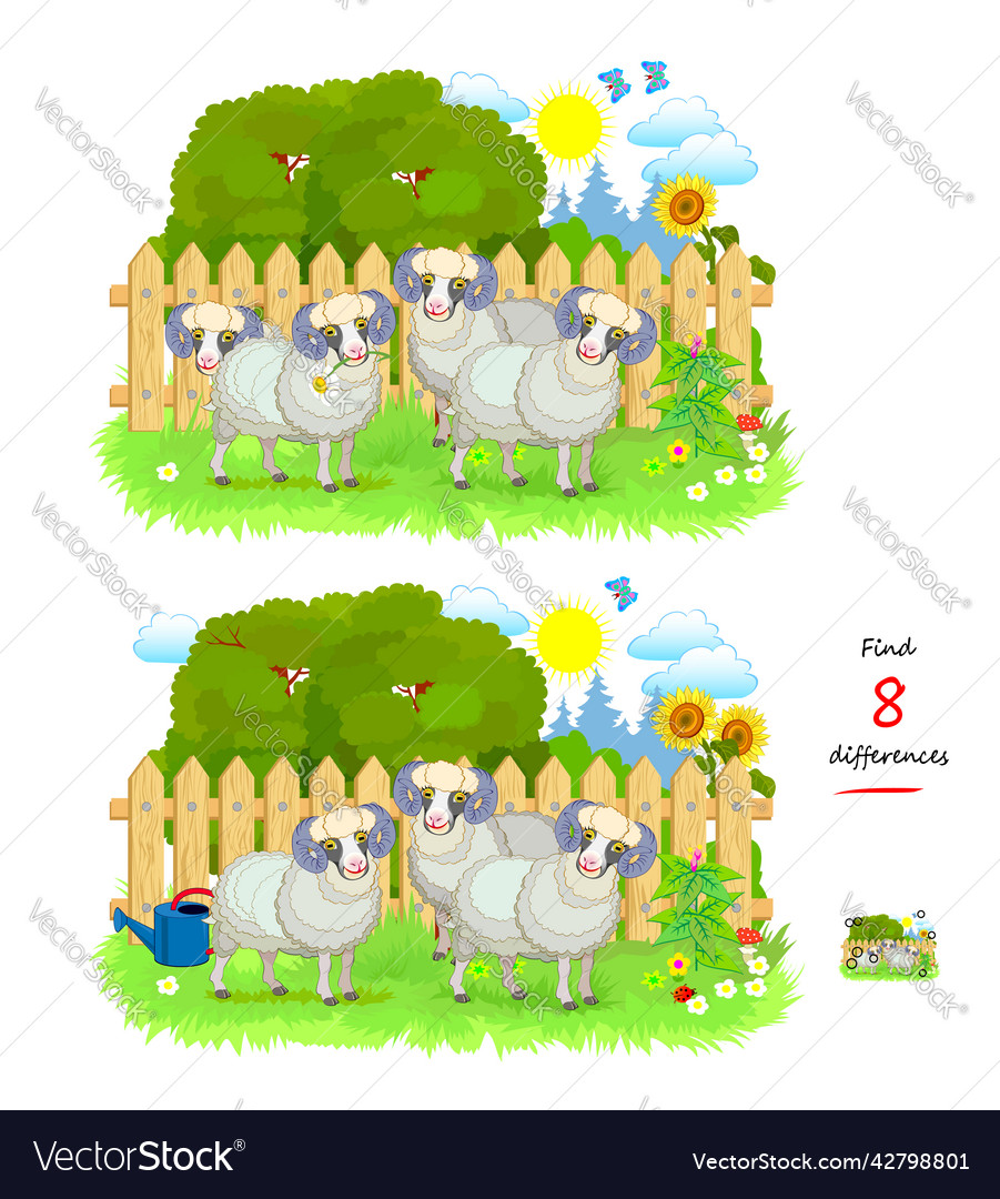 Sheep Difference Puzzle Royalty Free Vector Image