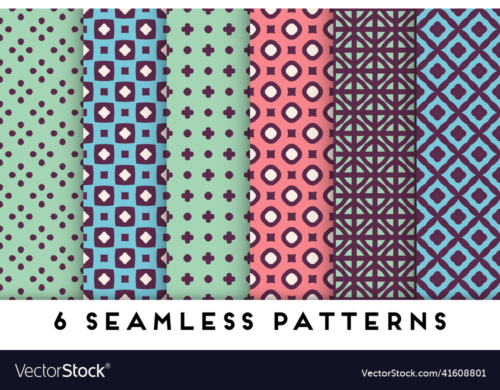 Simple seamless pattern collection with colorful Vector Image