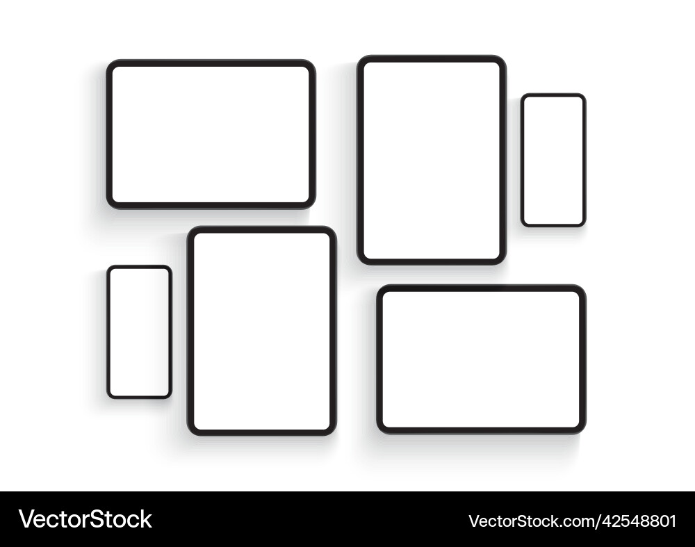 Smartphones and tablets screens for mobile app Vector Image