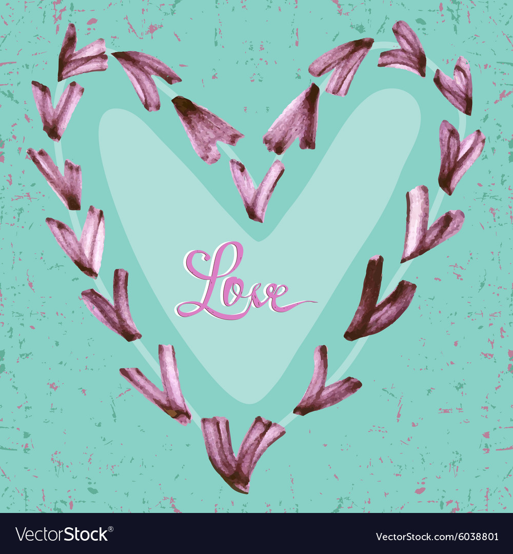 Watercolor hand painted hearts with text love on Vector Image