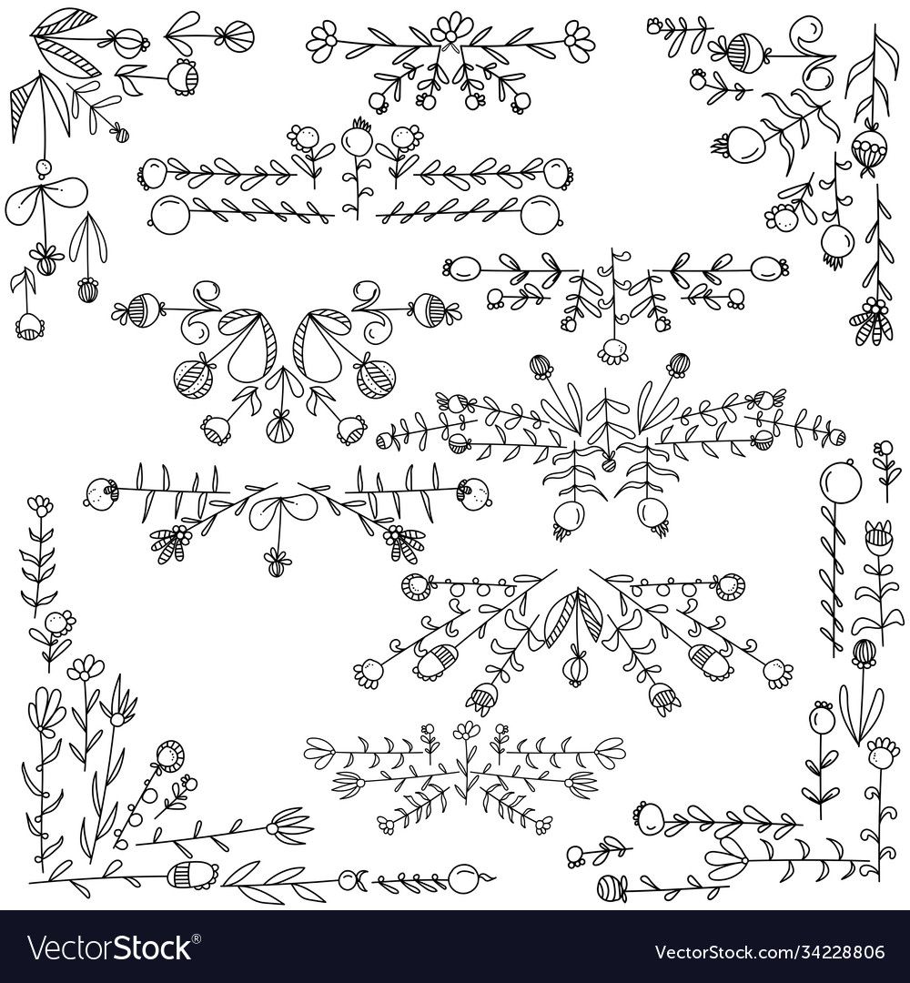 A set corners decorative rulers doodle Royalty Free Vector A set corners decorative rulers doodle Royalty Free Vector