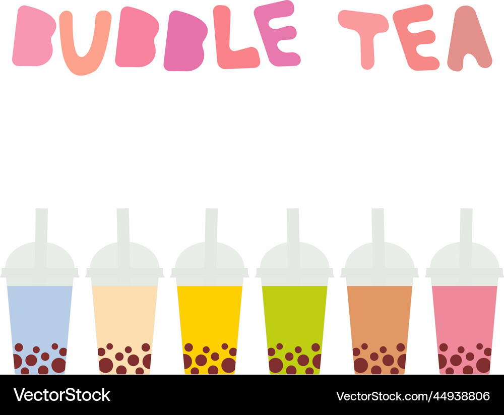 Bubble tea with different fruits and berries milk Vector Image