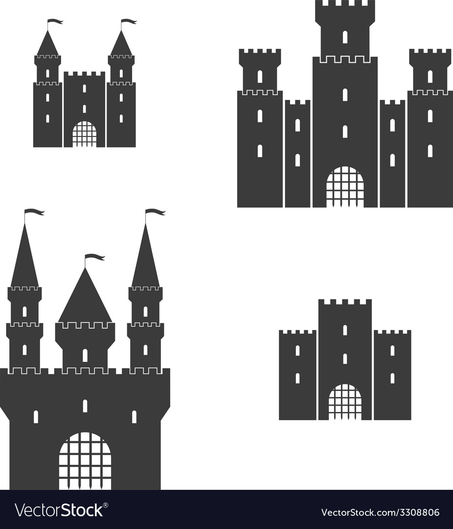 Castle set Royalty Free Vector Image - VectorStock