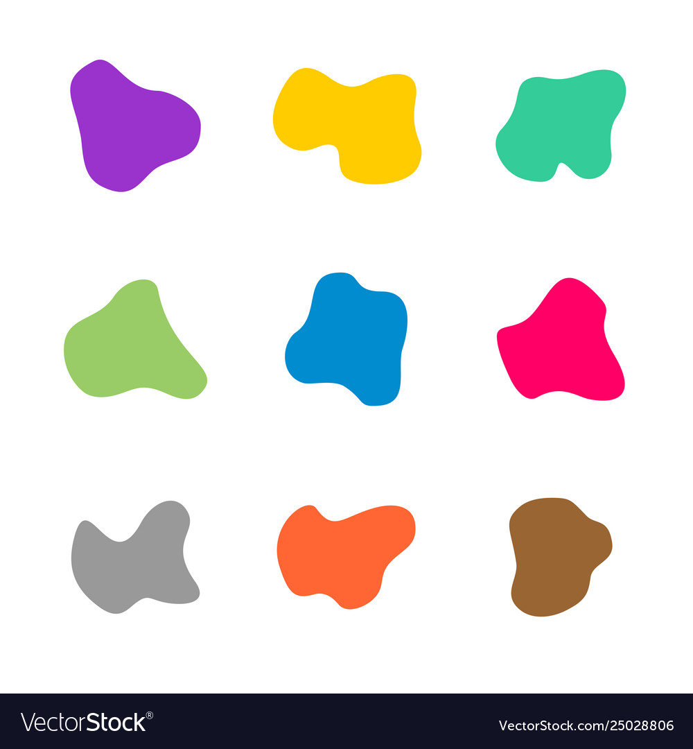 Colored Spots different Curve Shapes Set Fluid Vector Image