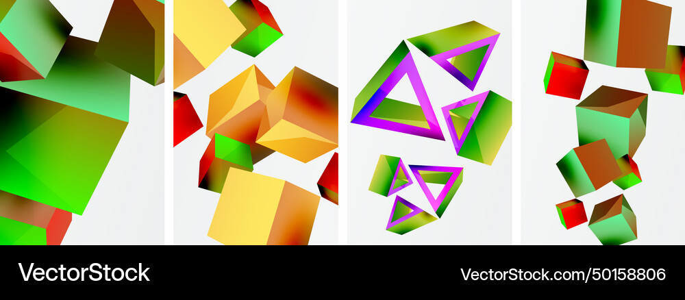 Composition of 3d cubes and other geometric Vector Image