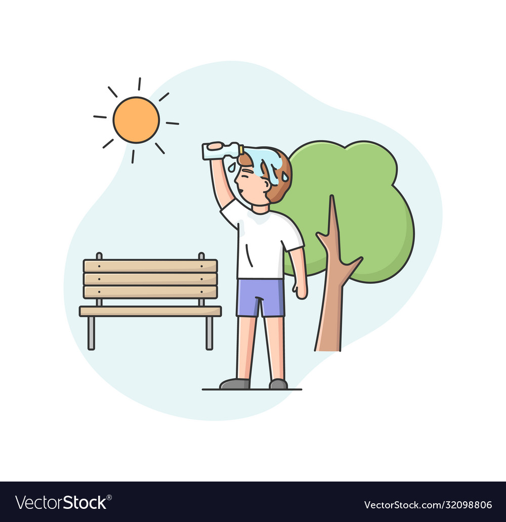 Concept summer hot period male character Vector Image Concept summer hot period male character Vector Image