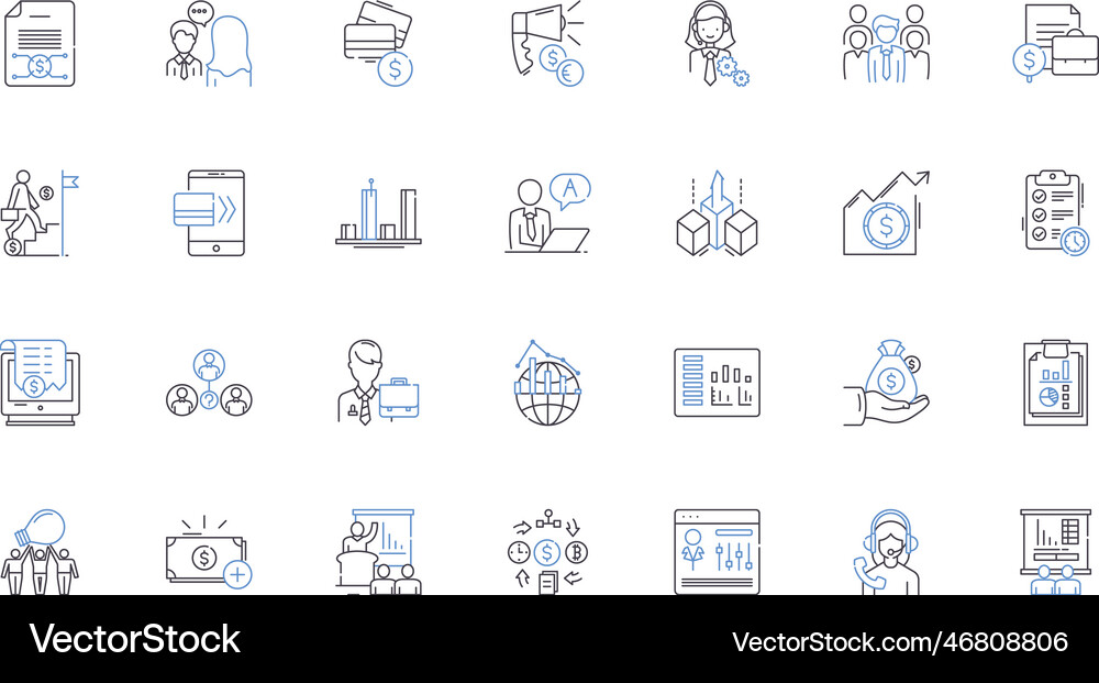Cost control and reduction line icons collection Vector Image