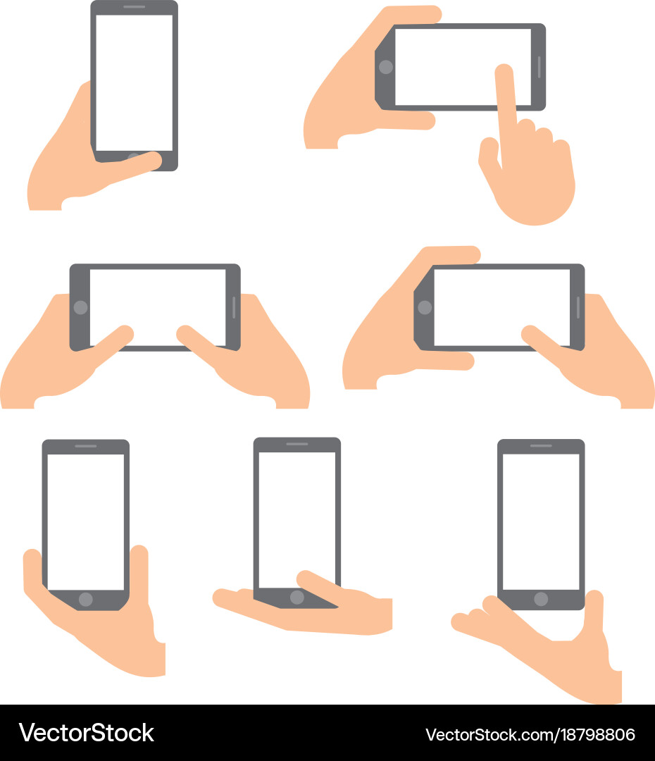 Hand holds a smart phone in vertical Royalty Free Vector