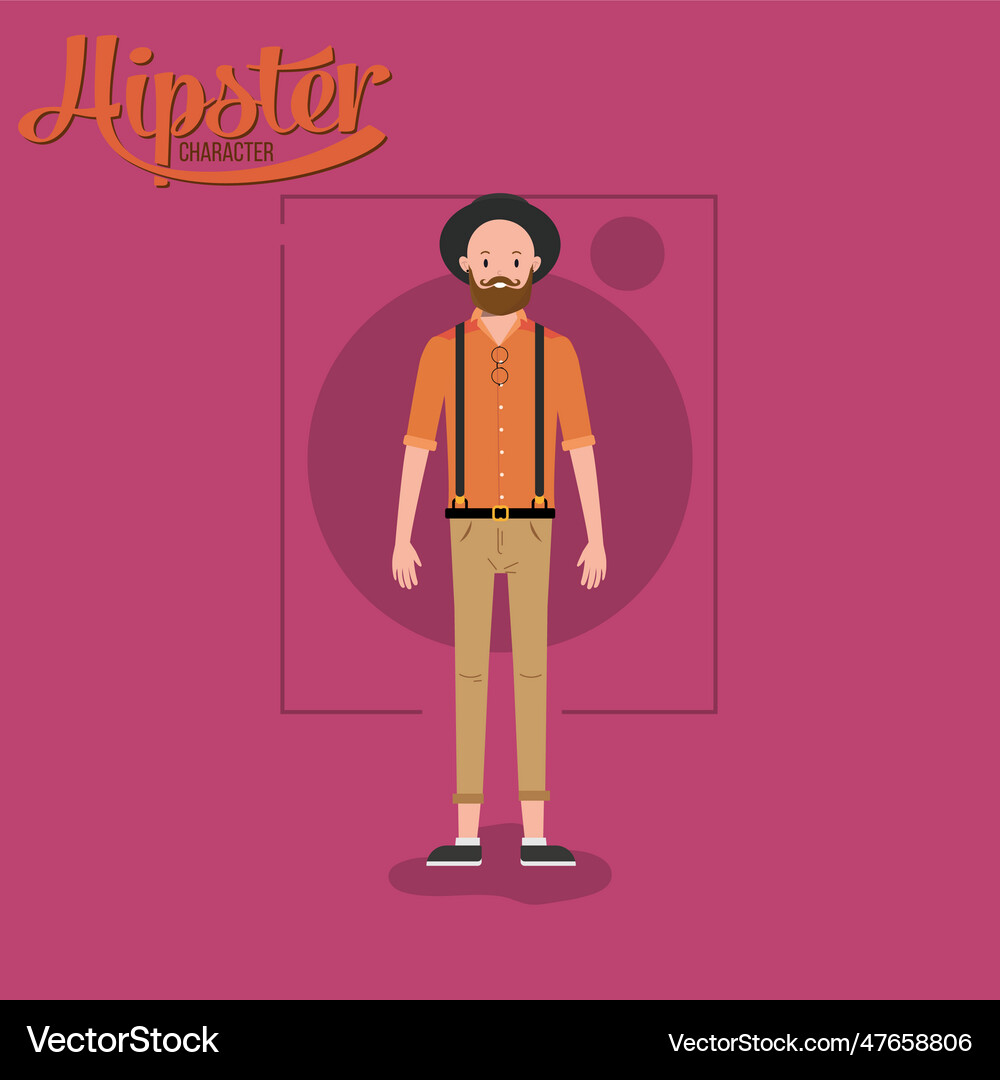 Isolated colored male hipster character Royalty Free Vector