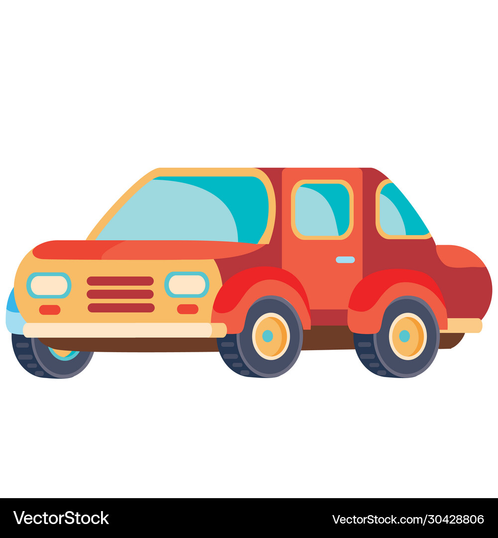 Passenger car in red color flat style isolated Vector Image