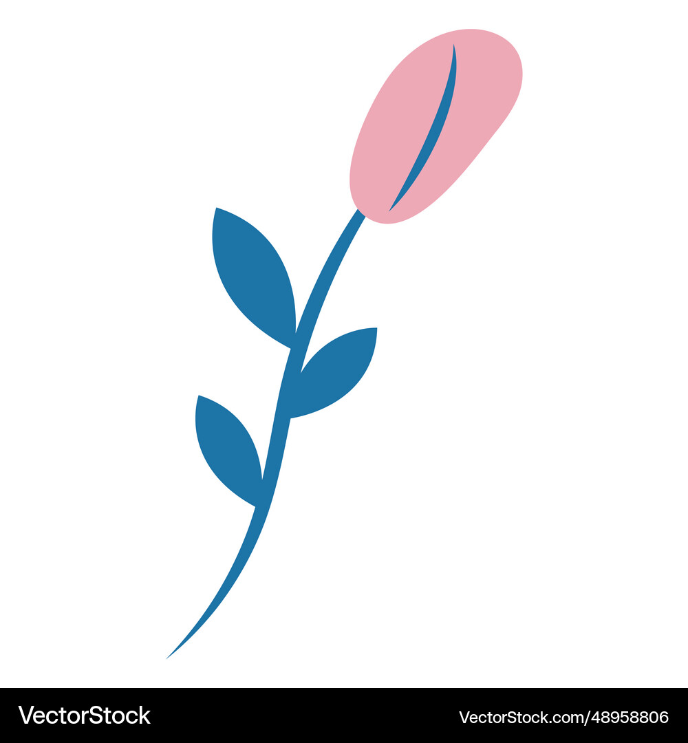 Pretty pink flower in a stem flat Royalty Free Vector Image