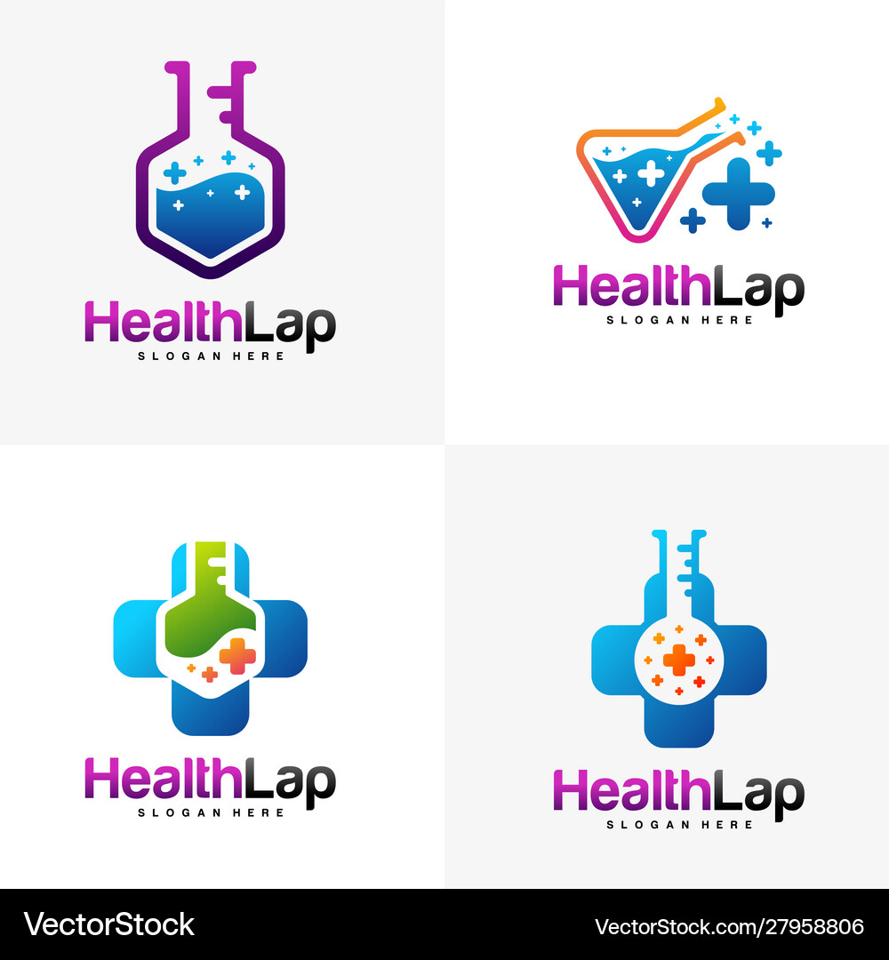 Set health lap logo design concept Royalty Free Vector Image