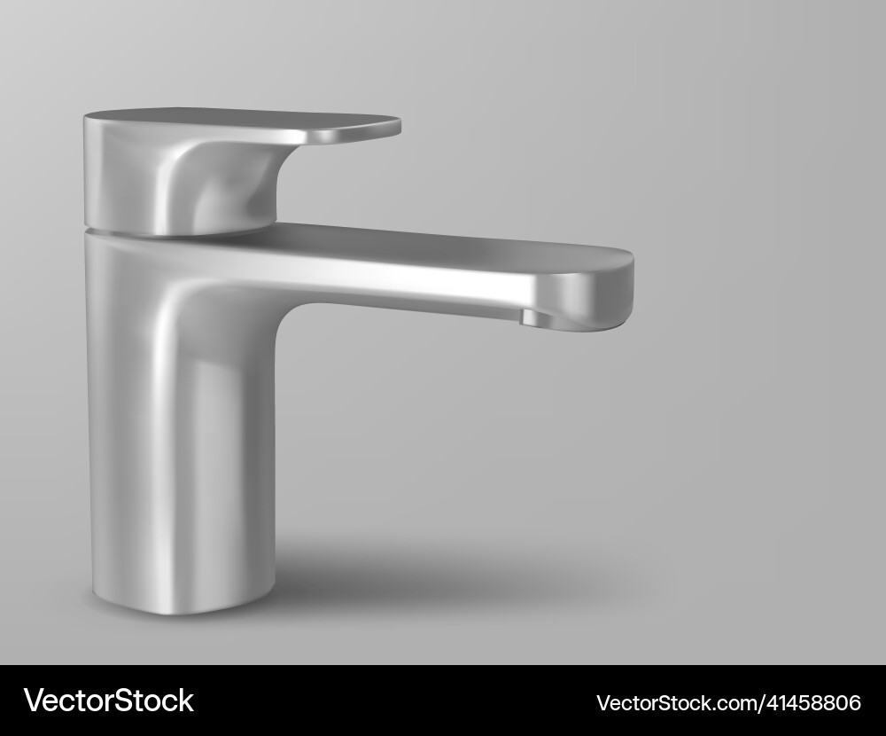 Water tap realistic aqua chrome kitchen utensil Vector Image