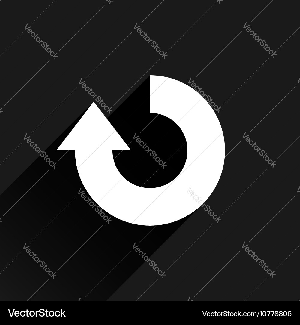 White arrow icon rotation sign on black background