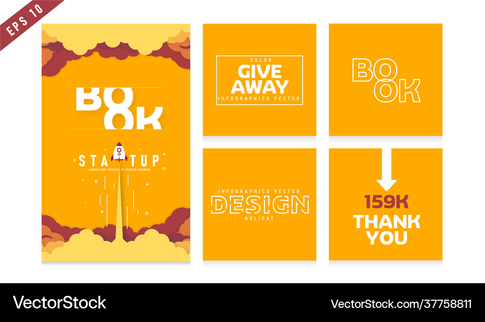 Book cover and content design set color Royalty Free Vector