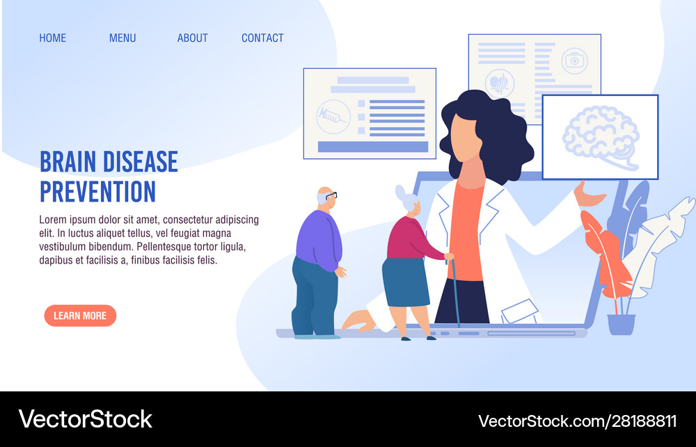 Brain disease prevention treatment landing page Vector Image