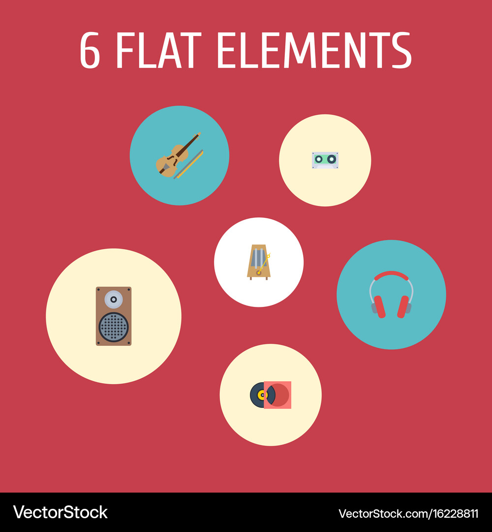 Flat icons rhythm motion audio box fiddle Vector Image