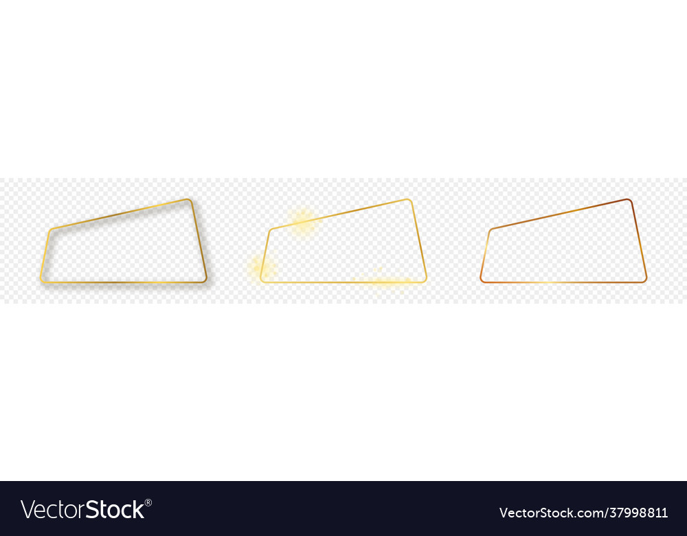 Gold glowing rounded trapezoid shape frame Vector Image