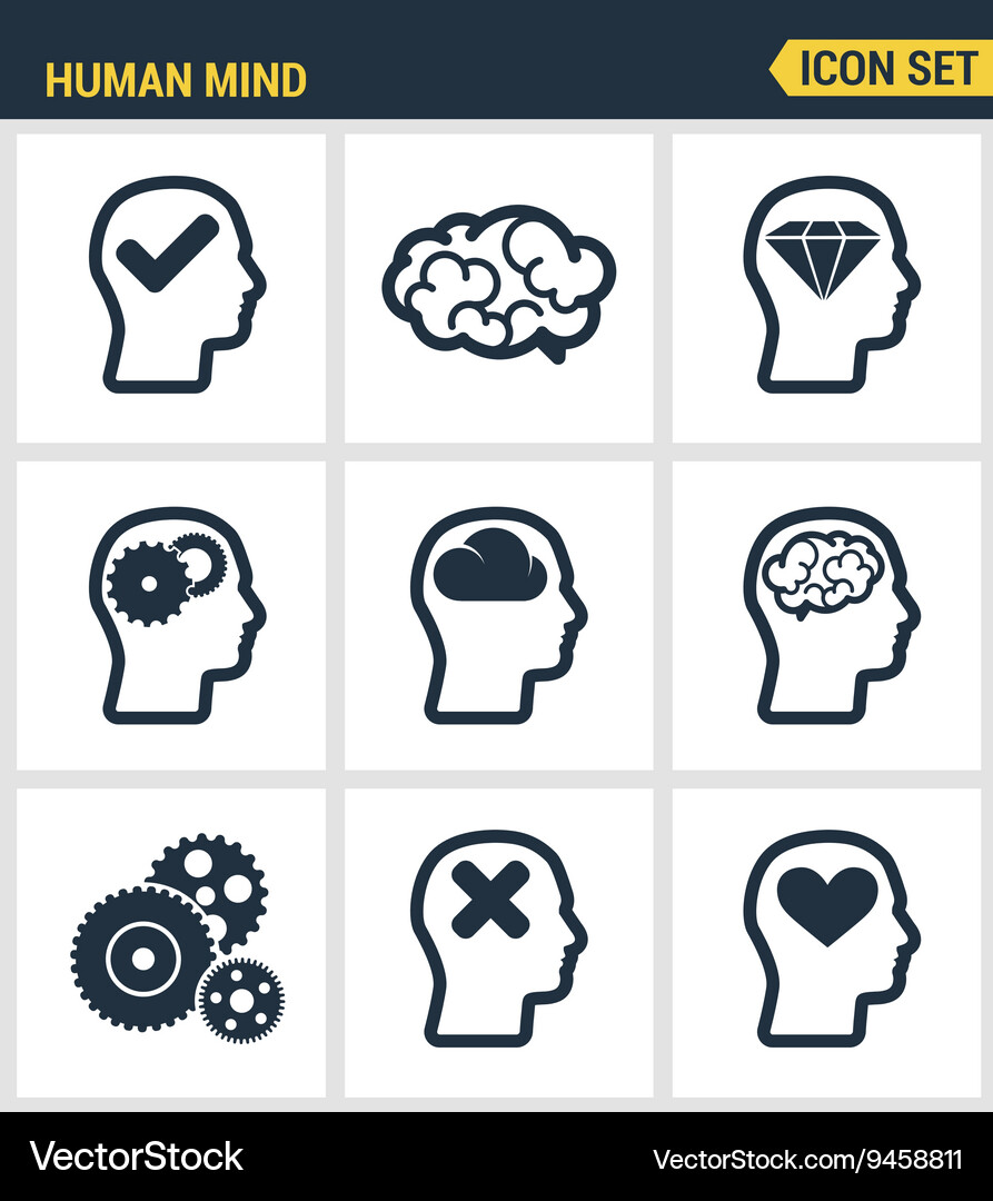 Icons set premium quality of human mind process Vector Image